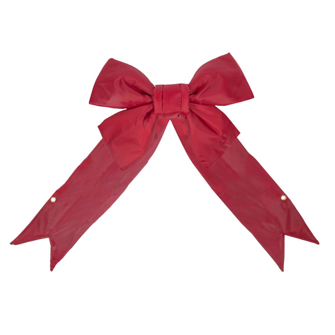 Large Premade Outdoor Bow, Red Weather-proof Nylon With Wired-edges and ...
