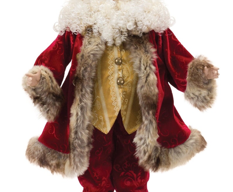 24" Santa With Fur-trim Coat - Large Standing Santa Figurine ...