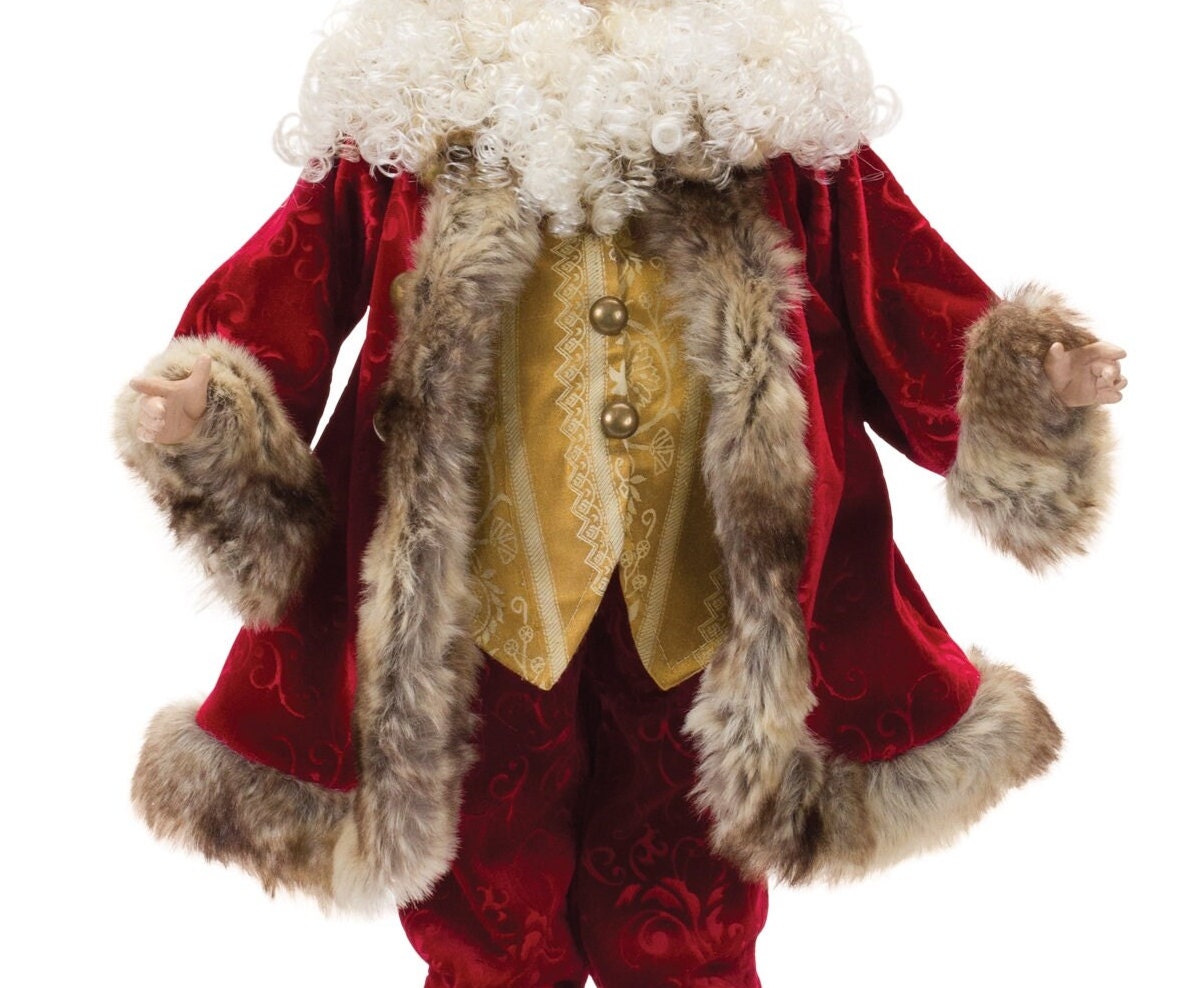 24" Santa With Fur-trim Coat - Large Standing Santa Figurine ...