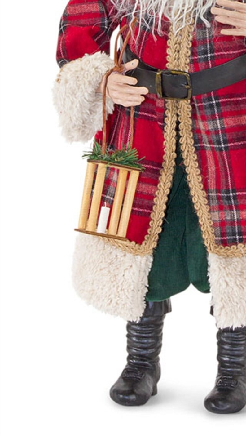 25 Santa With Red Plaid Coat and Toys Large Standing Santa Figurine ...