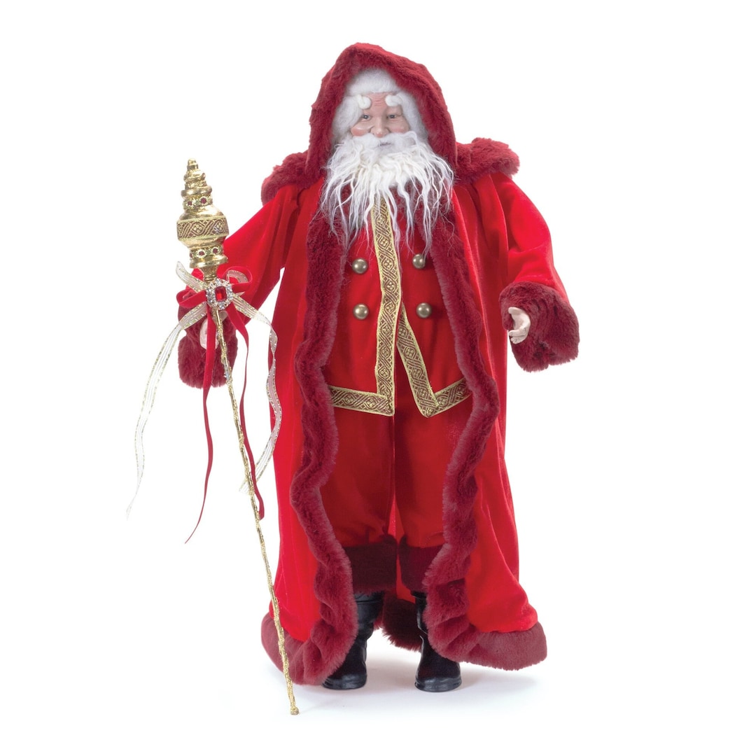 23" Santa With Red Coat - Large Traditional Santa Figurine - Standing ...