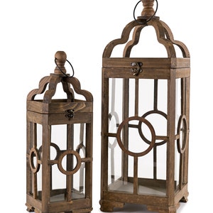 Decorative Lanterns Candle Lanterns Wood and Glass Large - Etsy