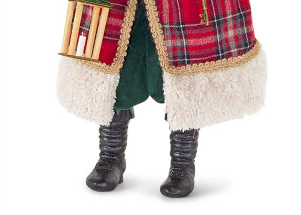 25 Santa With Red Plaid Coat and Toys Large Standing Santa Figurine ...