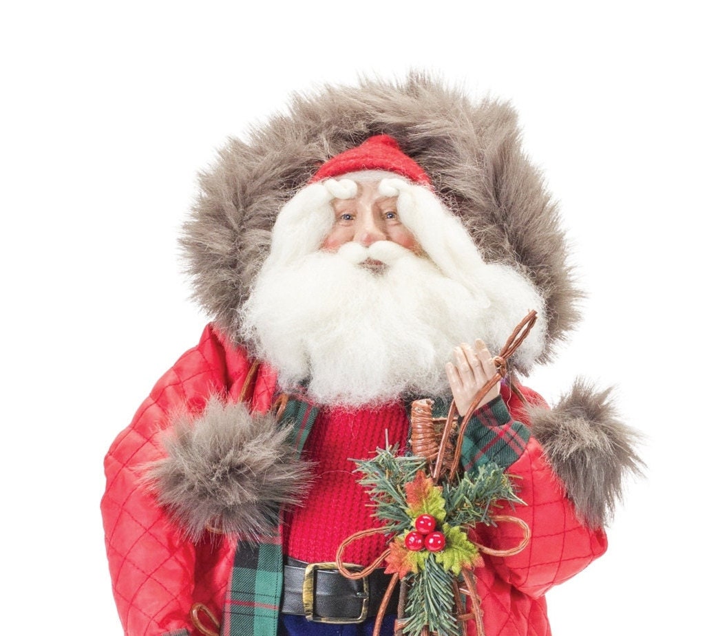 24 Santa With Snow Shoes Large Santa Figurine Standing Santa Table Top ...