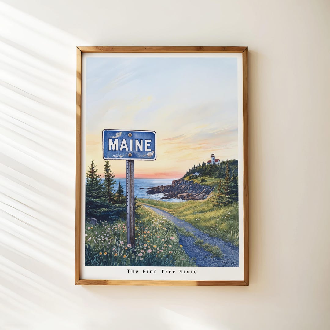 Maine - the Pine Tree State - Watercolor Art - Trendy Wall Art - Gift ...
