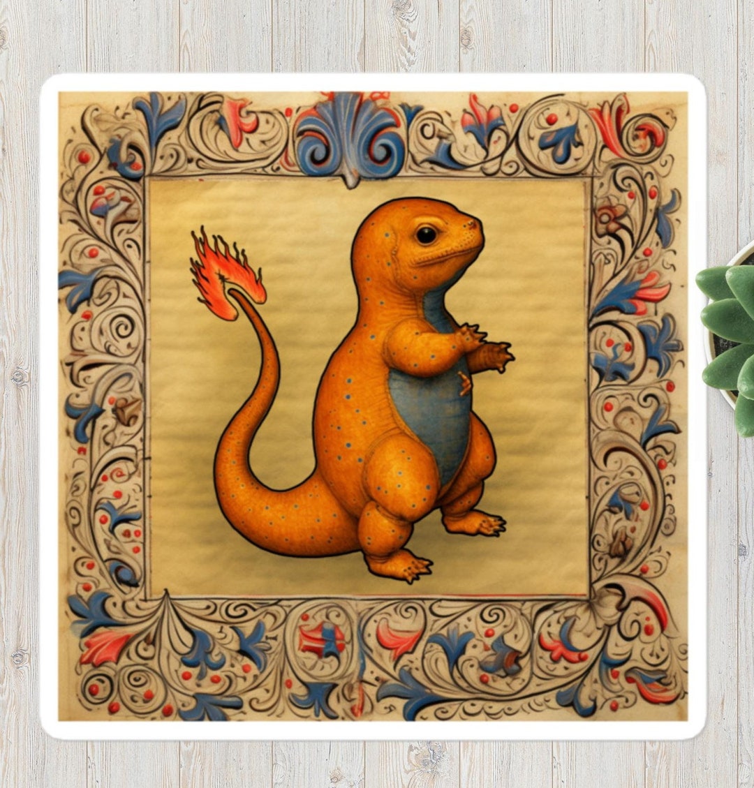 Medieval Charmander Sticker - Etsy