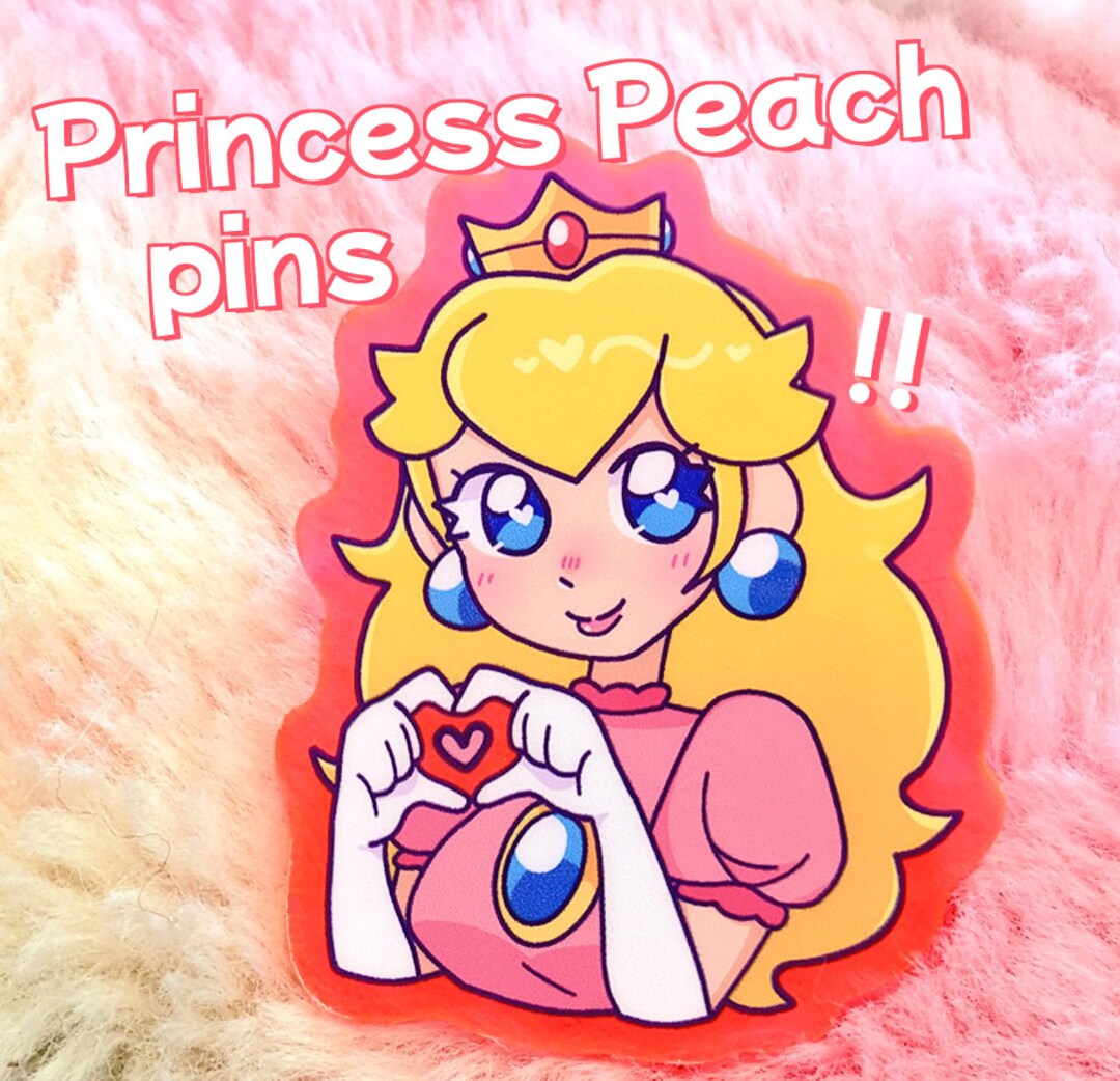 Princess Peach Heart Acrylic Pin - Etsy