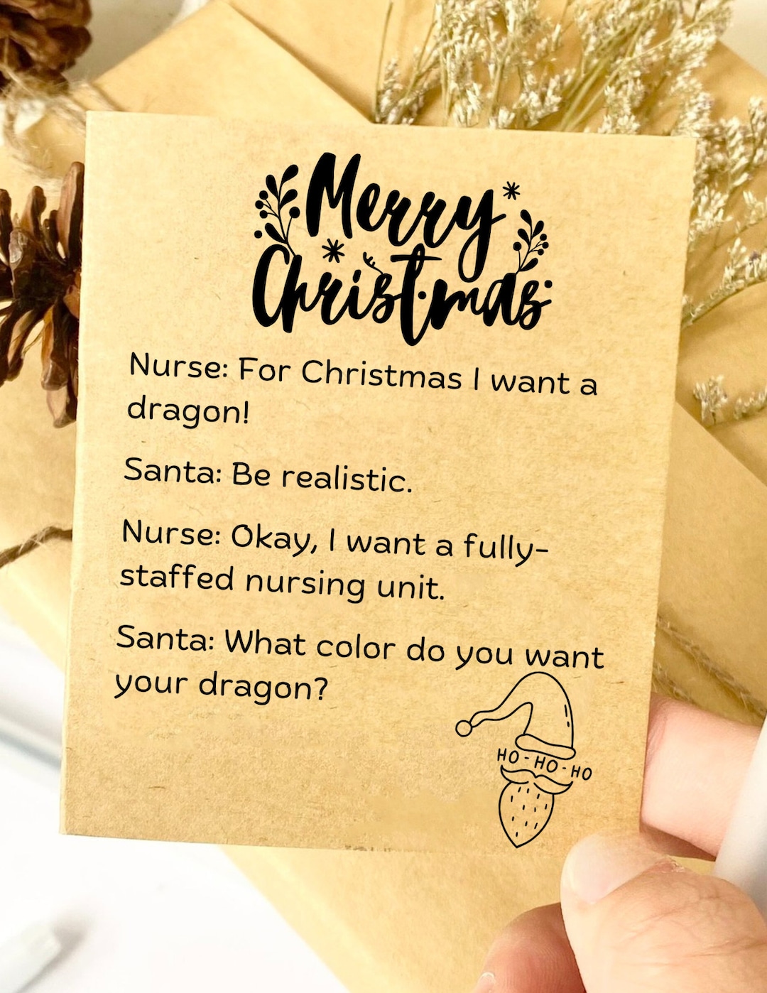 Christmas Card for Nurses, Funny Nurse Christmas Card, Nurse Greeting ...
