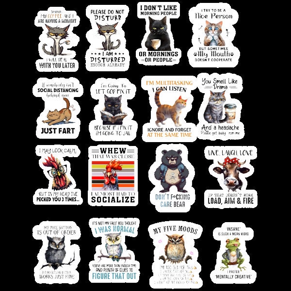 Sarcastic Sticker Pack, Funny Meme Sticker, Work Sticker, Office ...