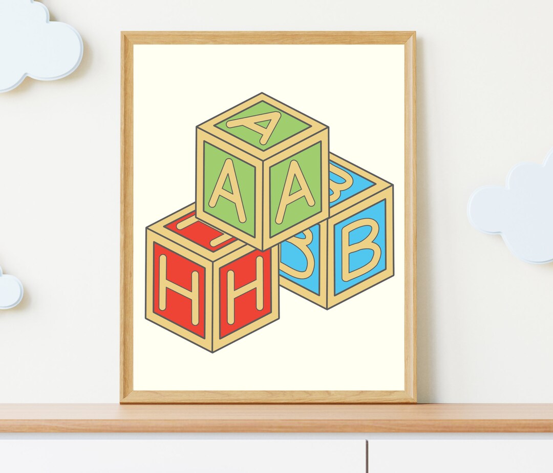 Nursery Wall Art Stacked Baby Letter Blocks in Red, Green, and Blue ...