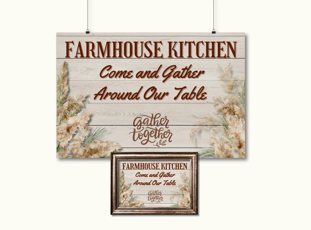 Gather Around Our Table Farmhouse Kitchen Poster Rustic Dining Room ...