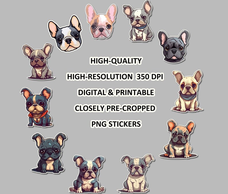 French Bulldog Goodnotes Stickers, Kawaii Anime Style, 11 Digital ...