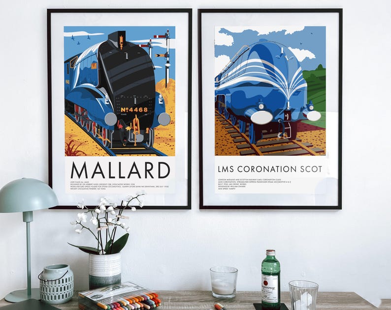 LNER Mallard & LMS Coronation Train Print Bundle – Vintage Locomotive ...