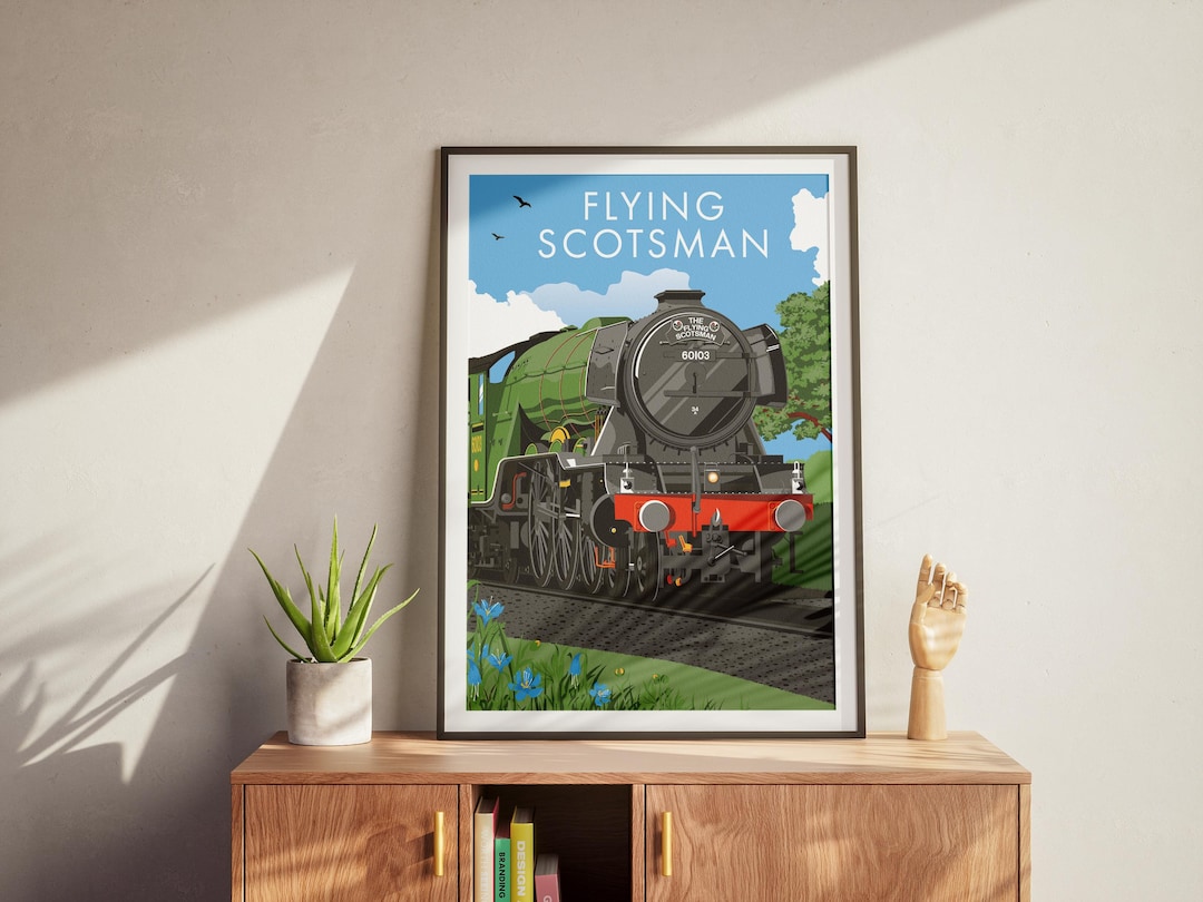 Flying Scotsman Class A3 Locomotive Train Print Steam Engine Train Wall ...