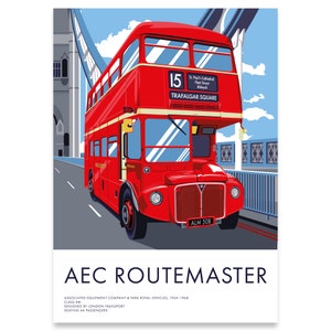 Vintage London Transportation Poster: AEC Routemaster London Bus (no ...
