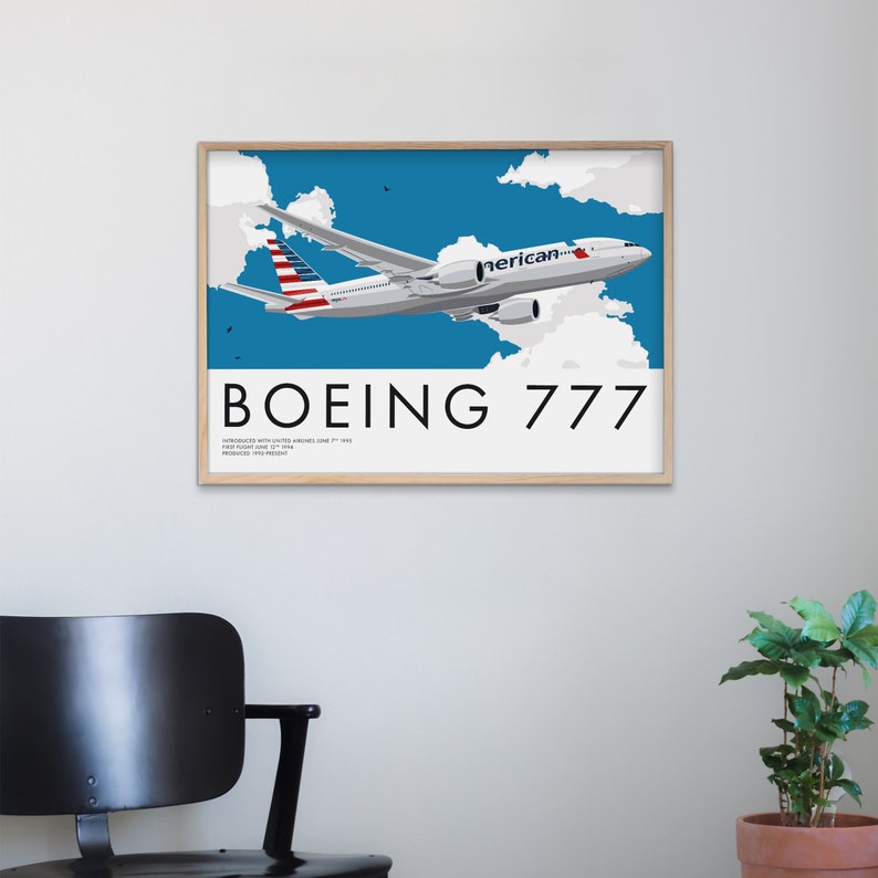 Boeing 777 American Airlines Aviation Art Poster - Etsy