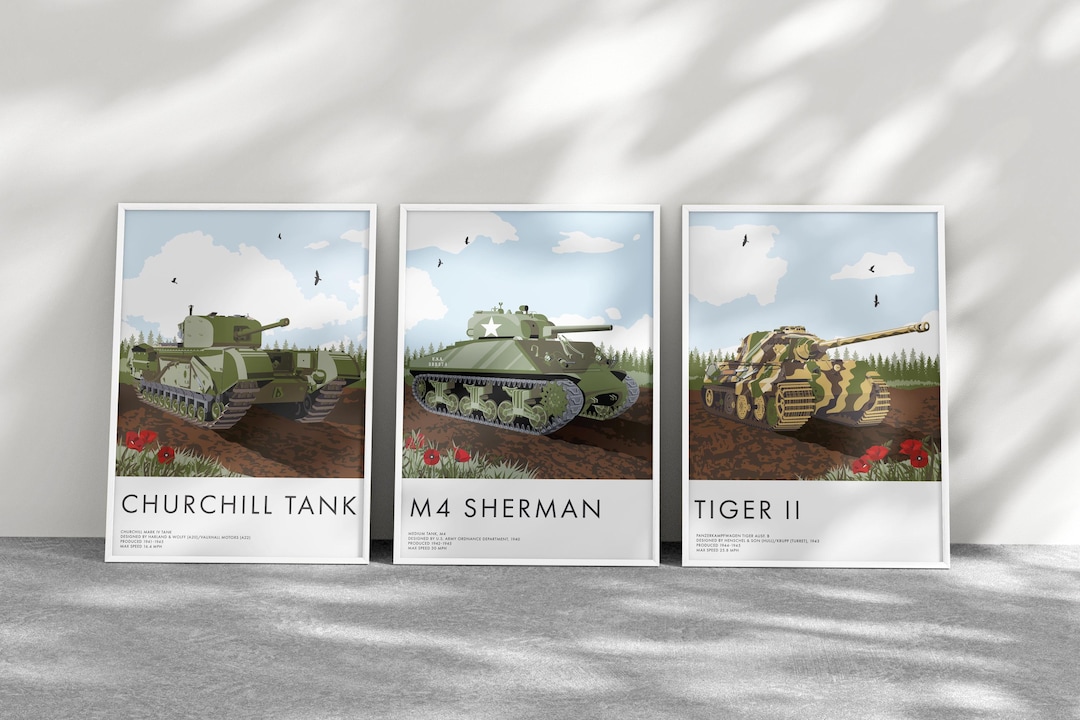 Zweiter Weltkrieg Panzer Poster Bundle - M4 Sherman, Churchill & Tiger ...