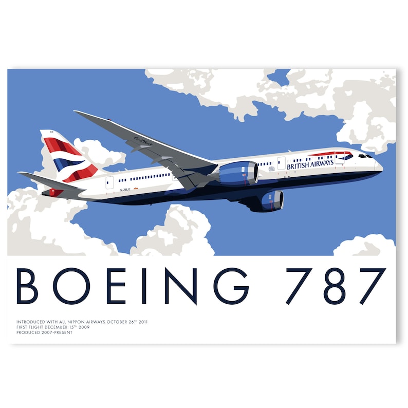 Boeing 787 Dreamliner Print | British Airways Aviation Art - Etsy