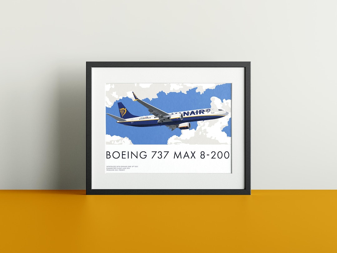 Ryanair Boeing 737 MAX 8-200 Aviation Art Print - Etsy UK