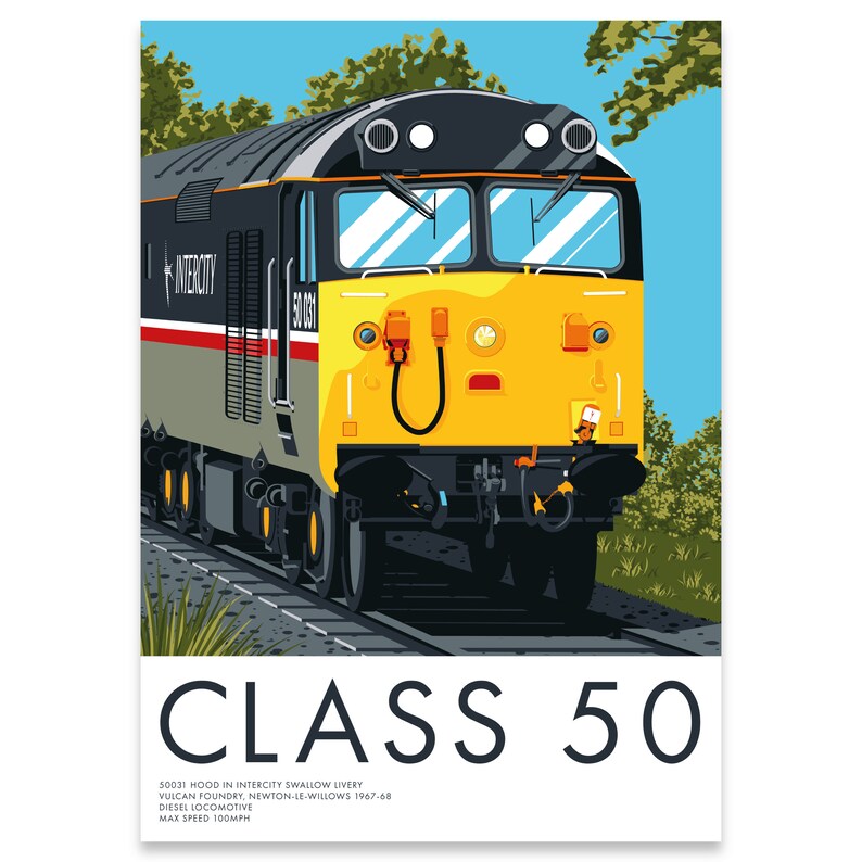 British Rail Class 50 Locomotive Print | Intercity Swallow Livery - Etsy