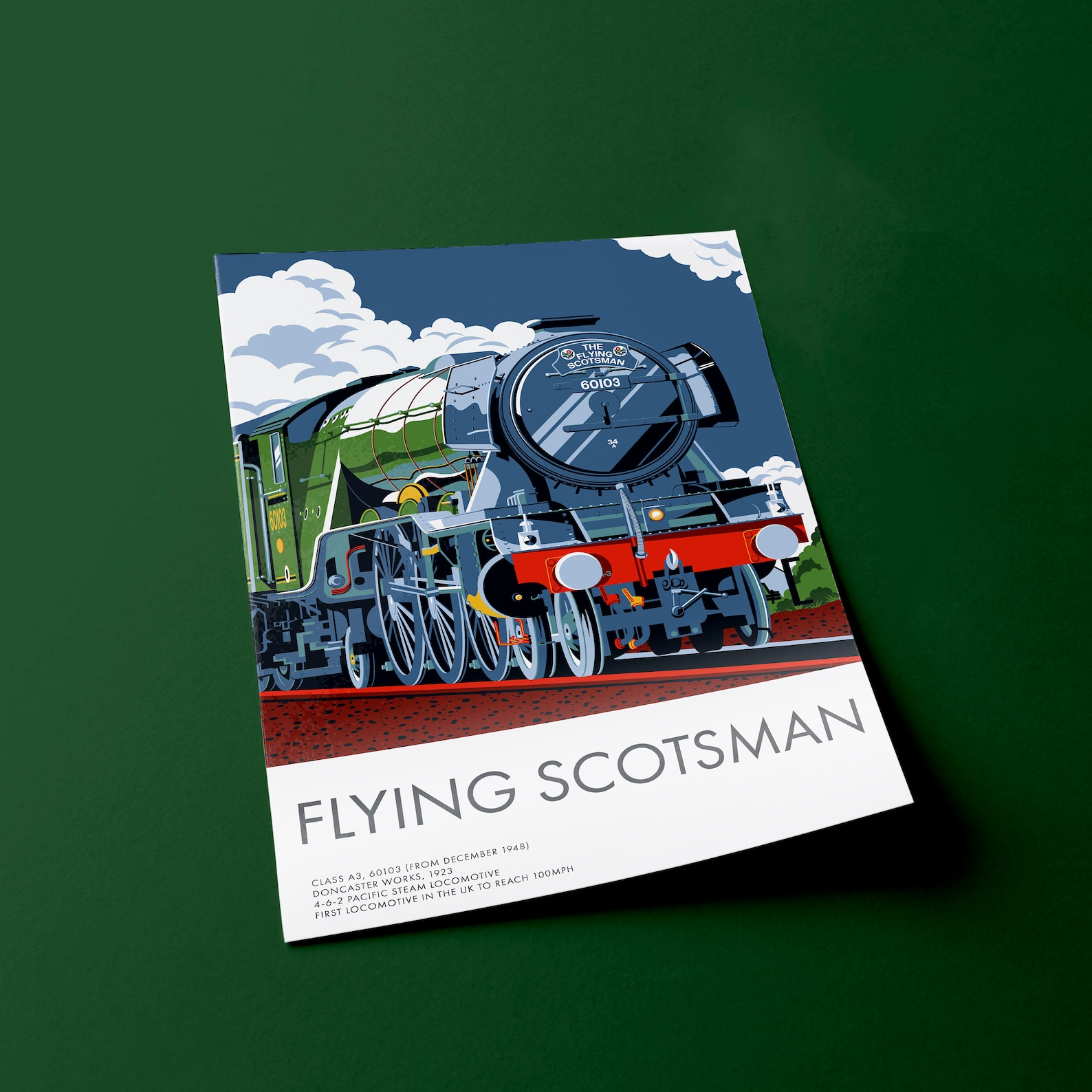 Flying Scotsman Class A3 Locomotive Train Print Steam Engine Train Wall ...
