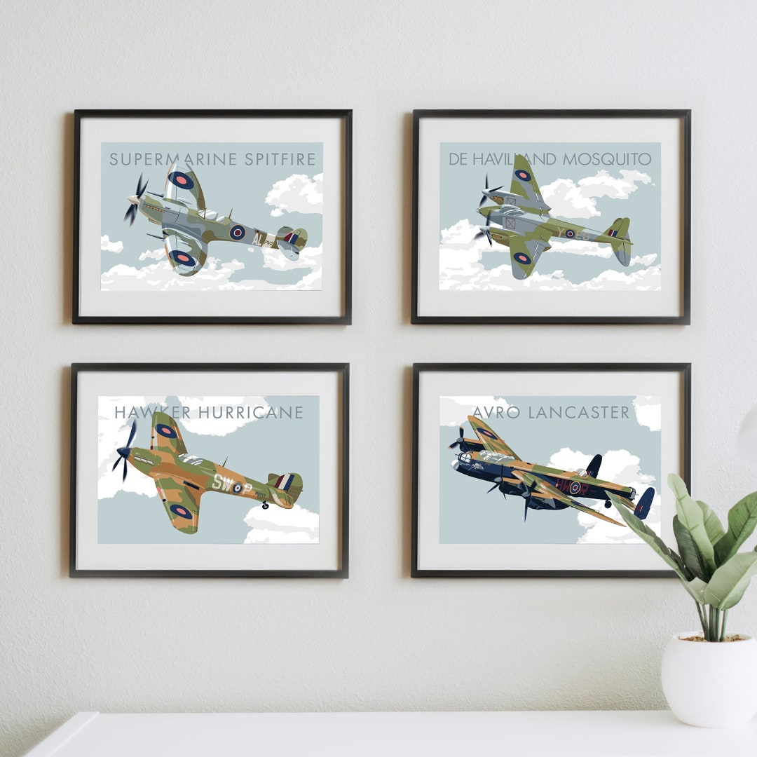 4 Bundle Aircraft Print - Spitfire, Lancaster, Hurricane & Mosquito ...