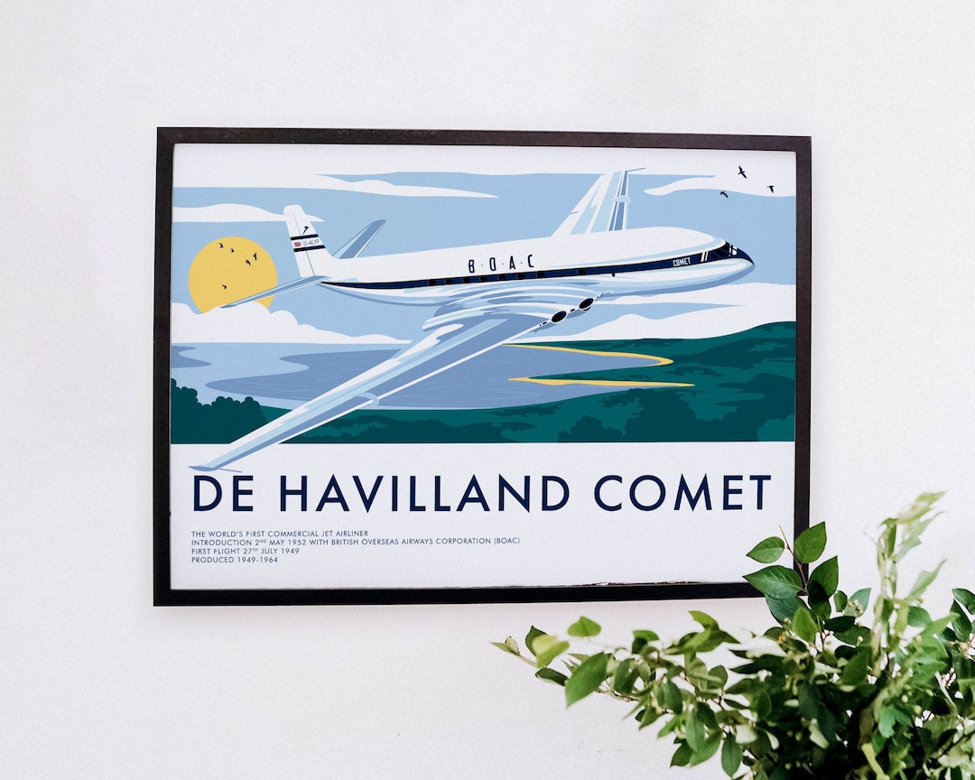 De Havilland Comet 1 Aircraft Print - World's First Jet Airliner Poster ...