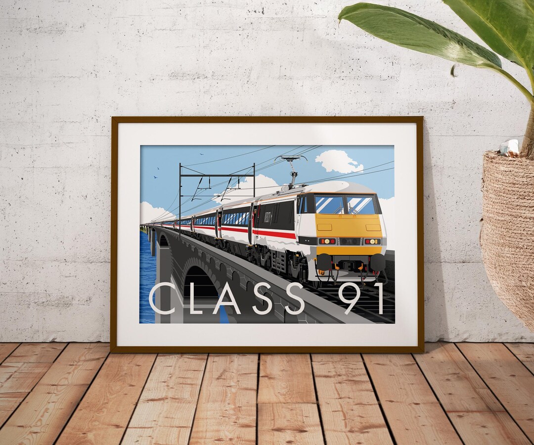 Class 91 Intercity 225 Locomotive Train Print, Swallow Livery Train ...