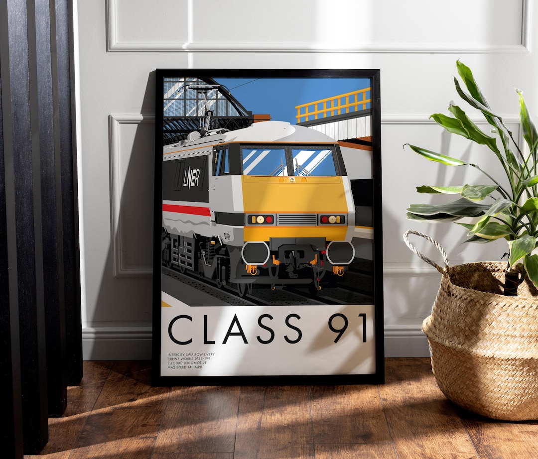 Class 91 Intercity 225 Locomotive Train Print, LNER Livery Train Wall ...