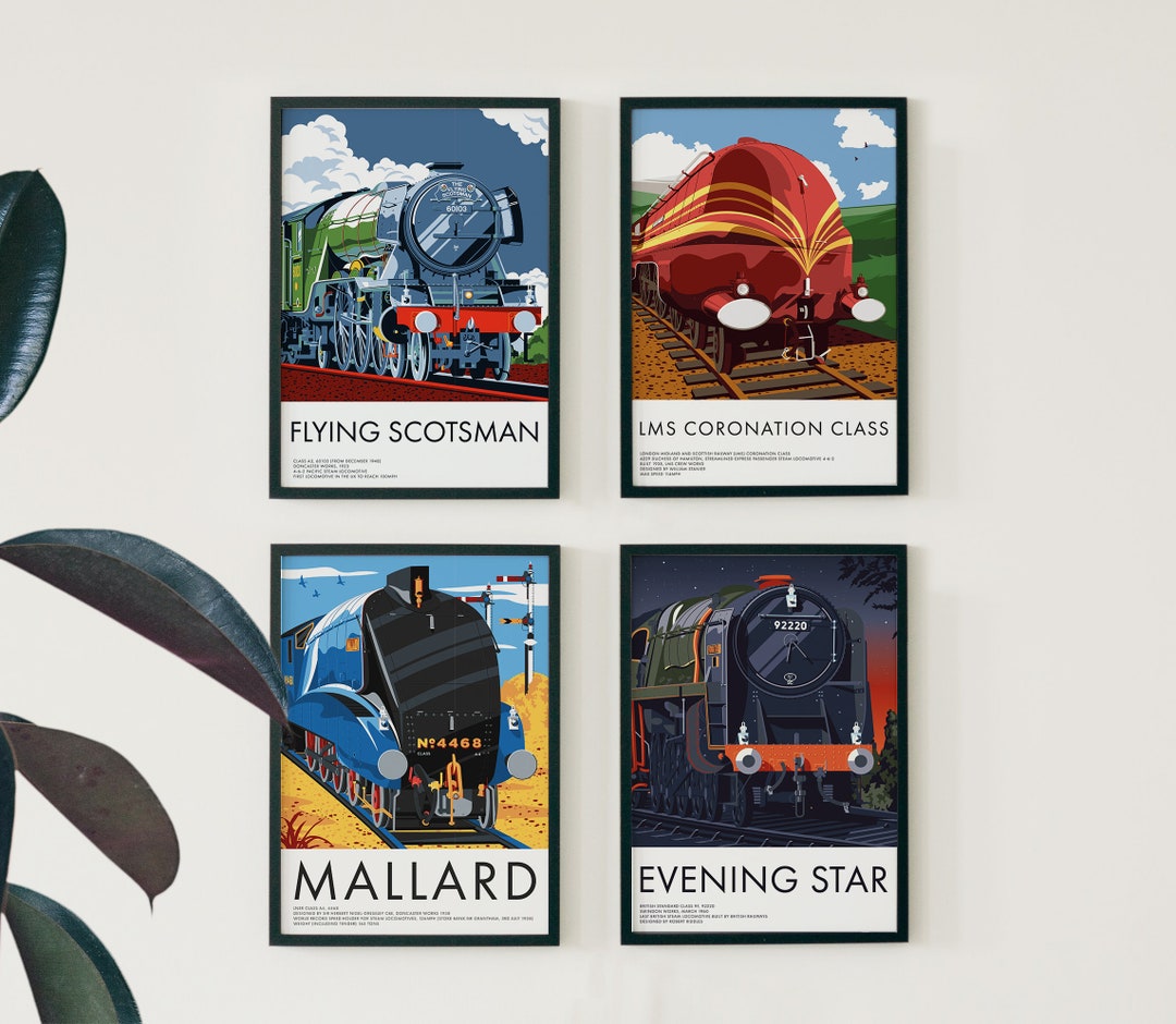 Steam Locomotive 4 Print Bundle: Flying Scotsman, LMS Coronation Class ...