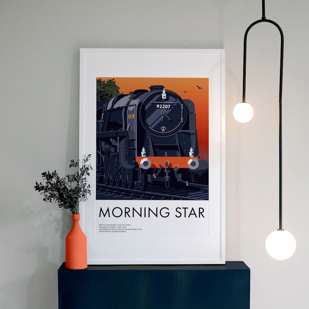 Morning Star British Rail Class 9F Locomotive, Train Print Wall Art ...
