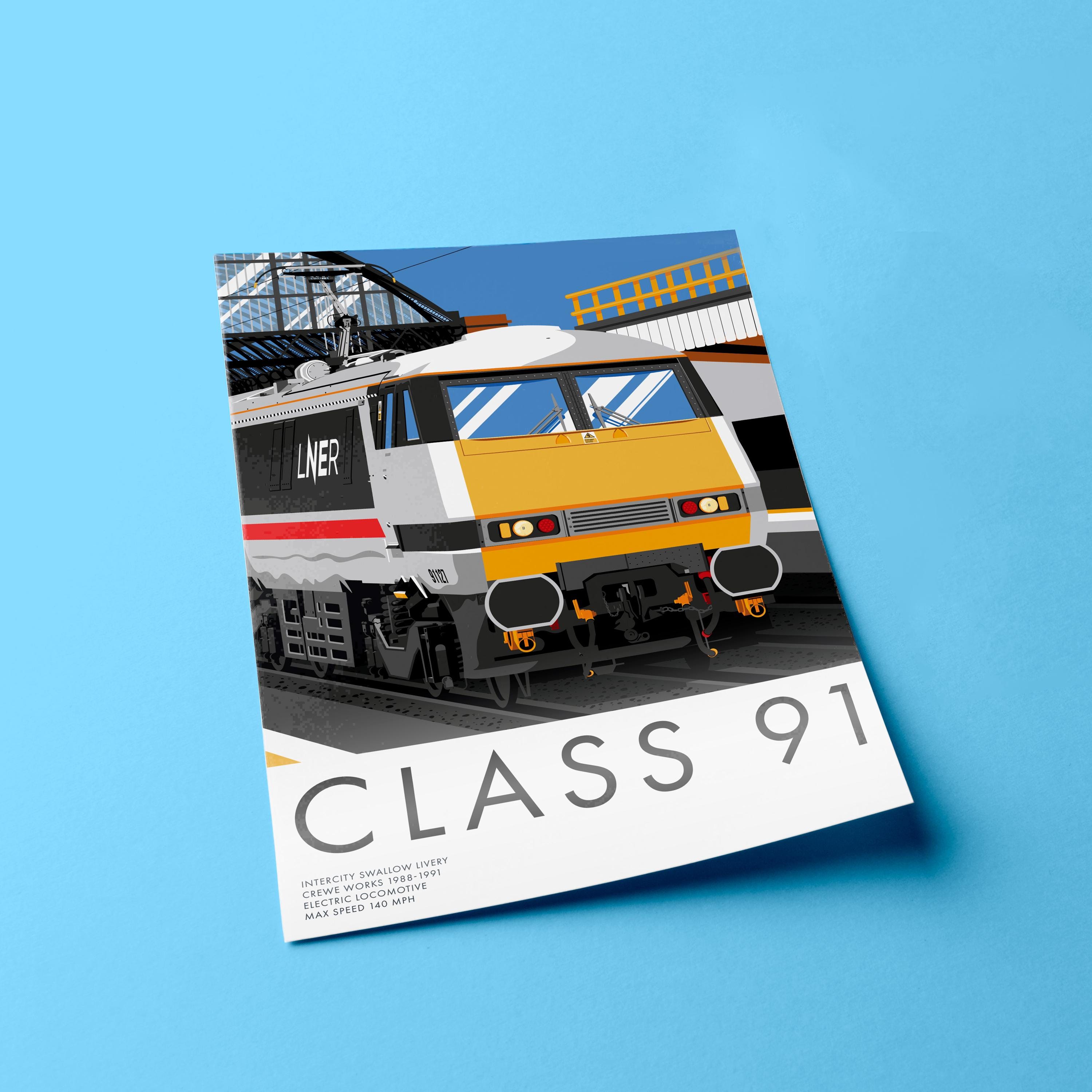 Class 91 Intercity 225 Locomotive Train Print, LNER Livery Train Wall ...
