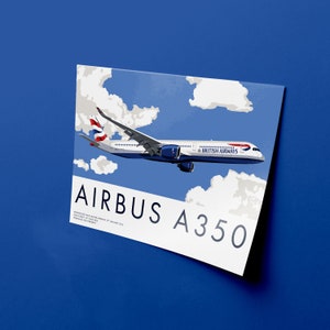 2 Pack Bundle: Airbus A380 & Airbus 350 in British Airways Livery Print ...