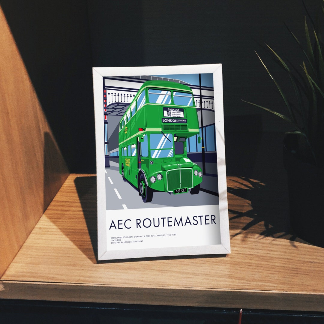 Vintage London Transportation Poster: AEC Routemaster London Bus Green ...