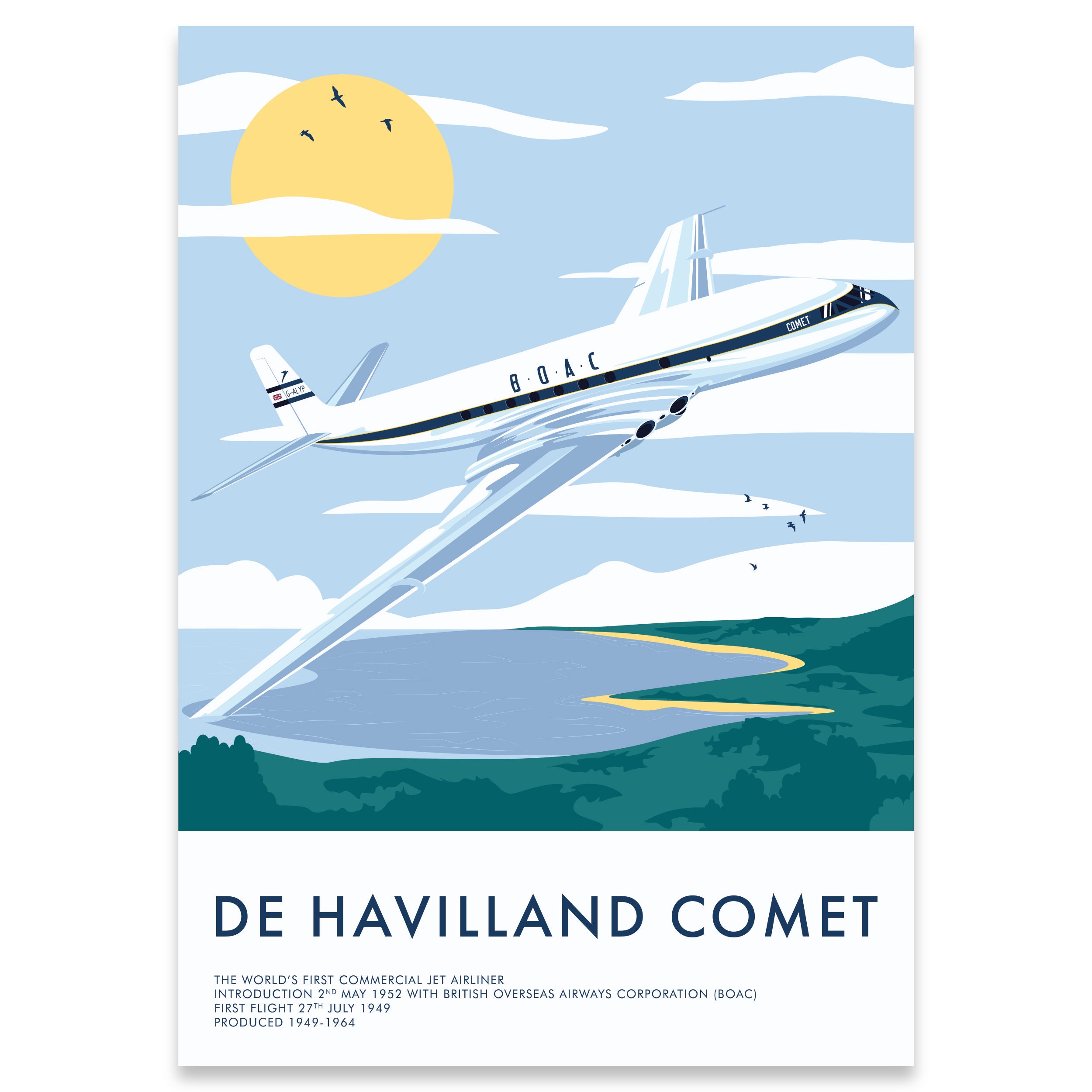 De Havilland Comet 1 Aircraft Print - World's First Jet Airliner Poster ...