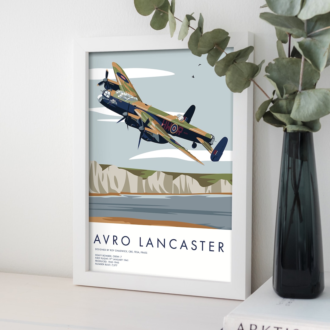 Avro Lancaster Bomber Print: WWII Aviation Art, White Cliffs of Dover ...