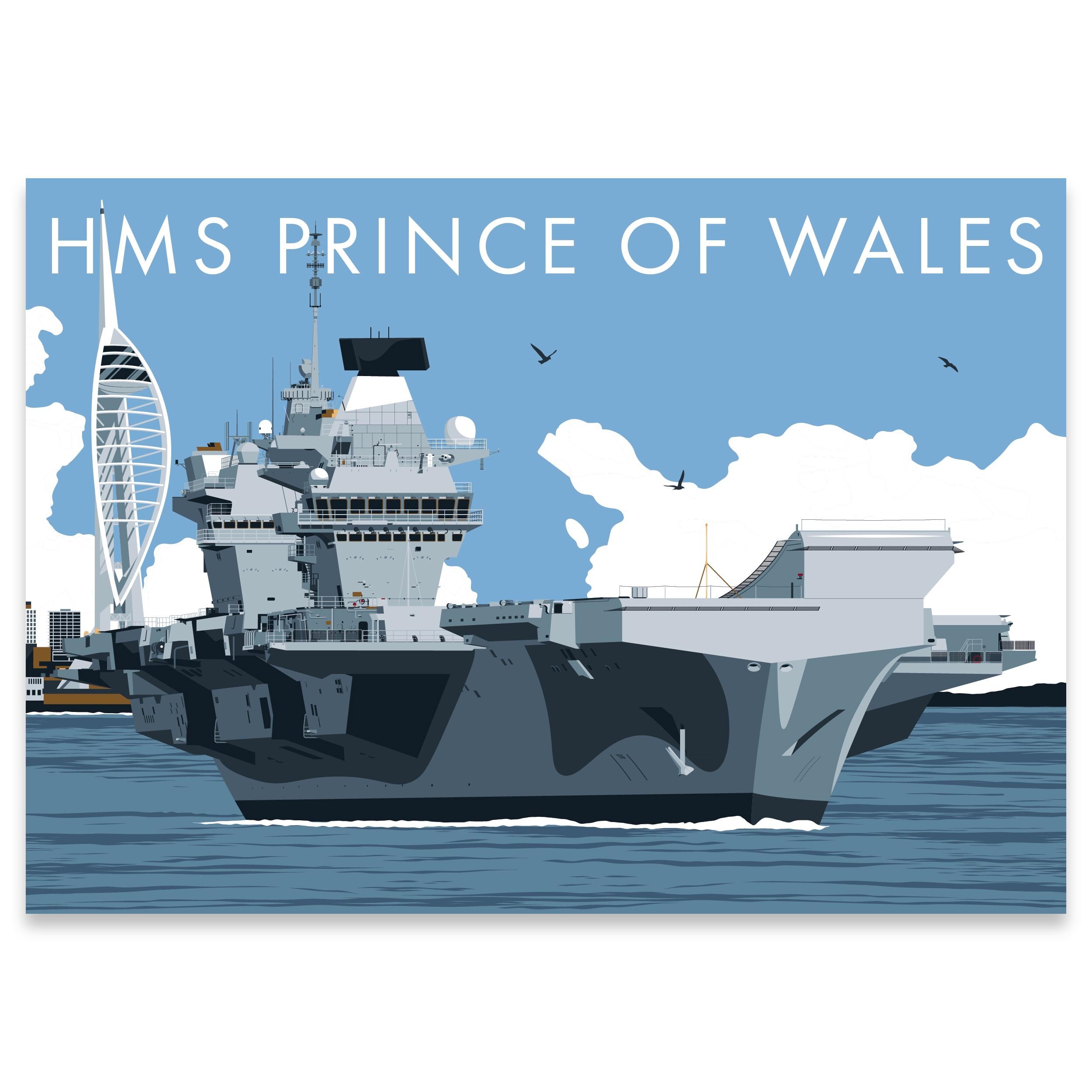 HMS Prince of Wales Aircraft Carrier Poster – Featuring Spinnaker Tower ...