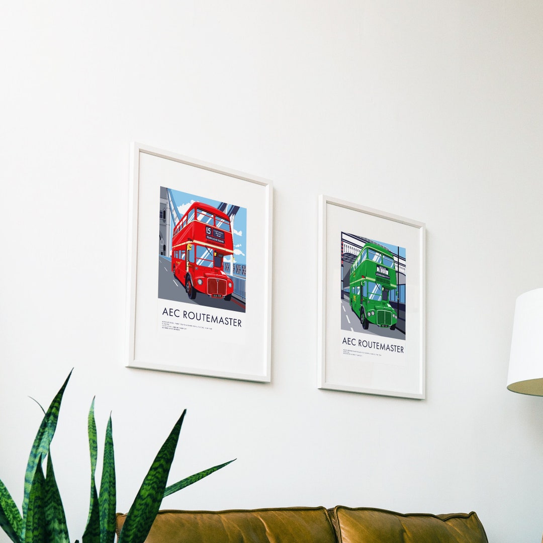 2 Print Bundle Vintage London Transportation Poster: AEC Routemaster ...