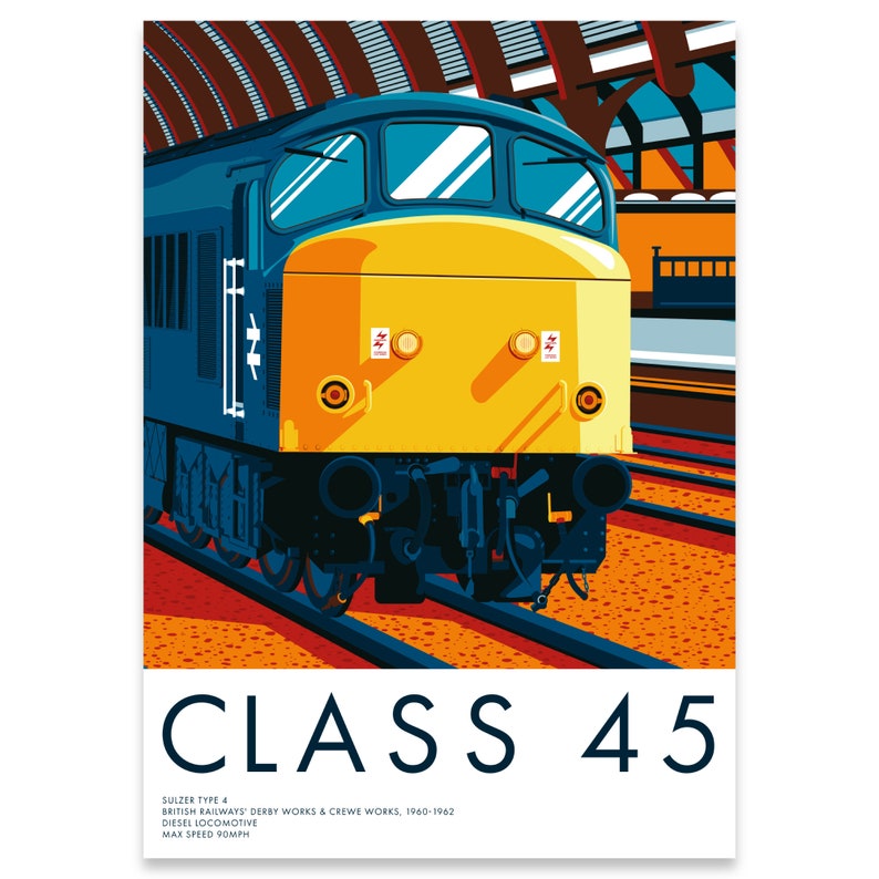 Class 45 Peak Sulzer Locomotive Poster, Train Wall Art - Etsy