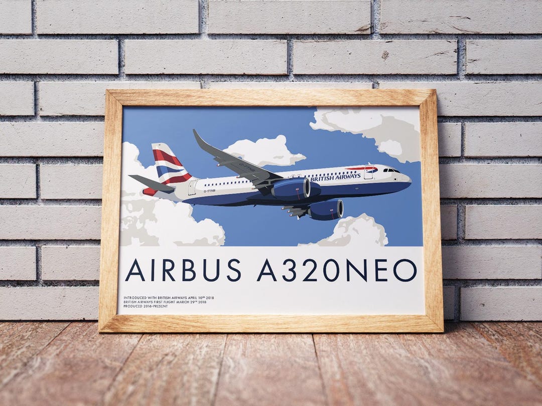 Airbus A320neo Print – British Airways Livery | Modern Aviation Art for ...