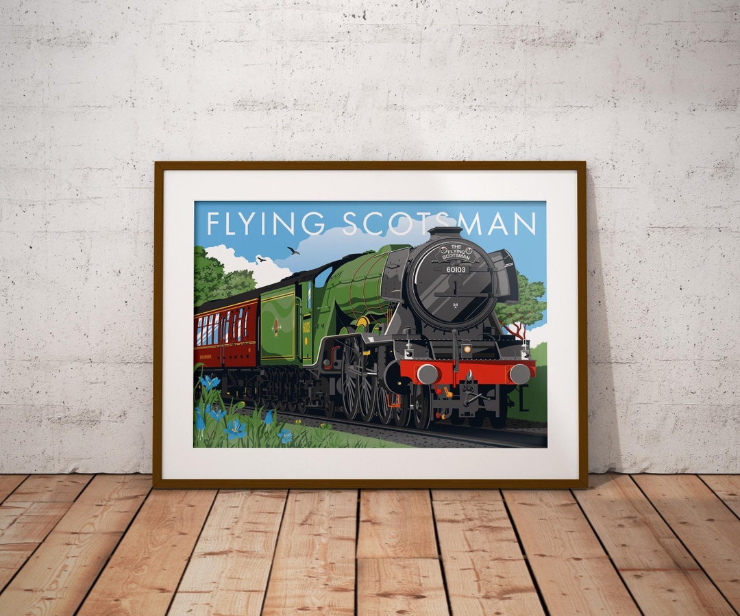 Flying Scotsman Class A3 Locomotive Train Print Steam Engine Train Wall ...