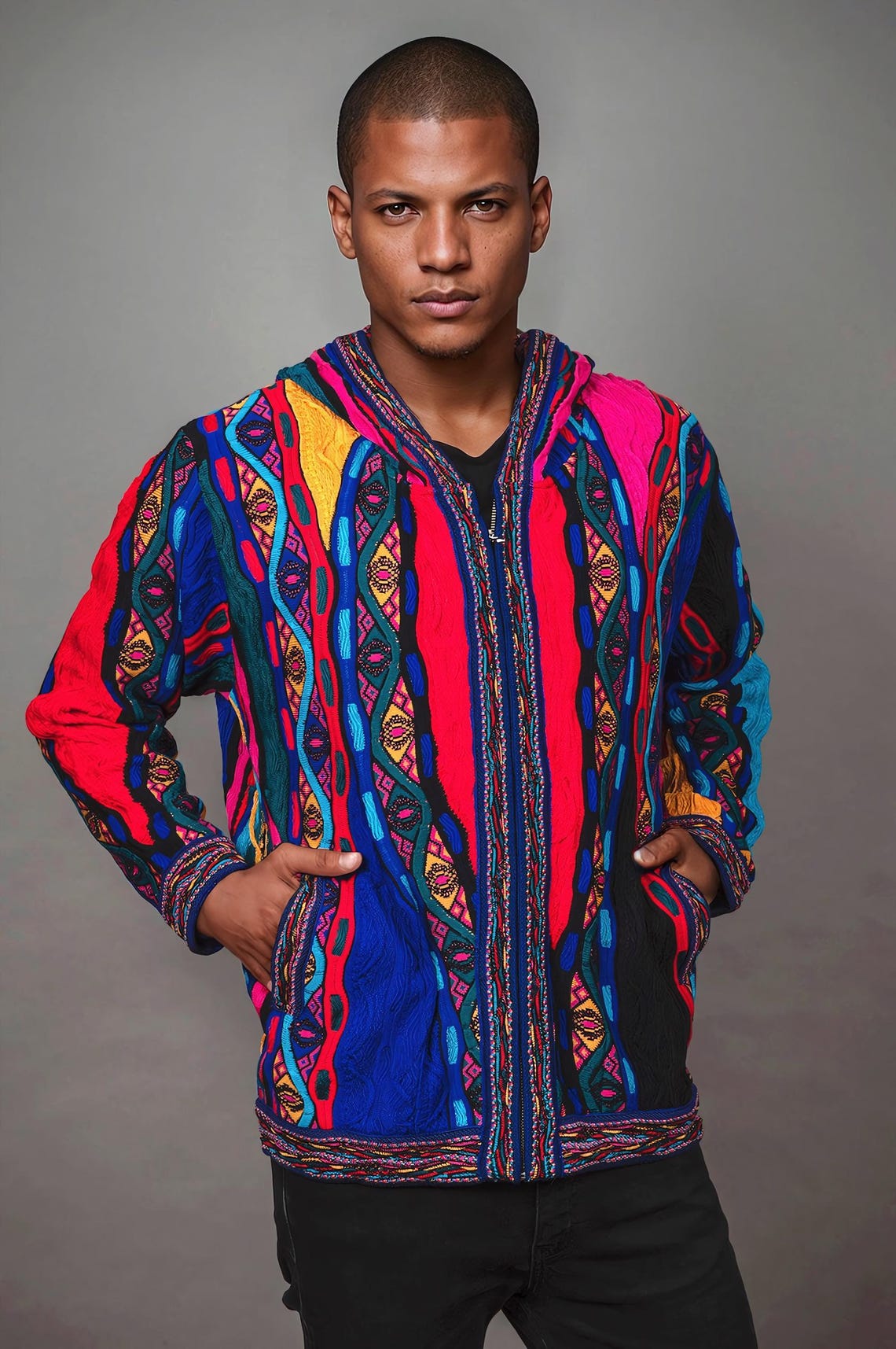 Mati - Bright Sweater Hoodie Jacket Cardigan Merino Wool 3D Geccu ...