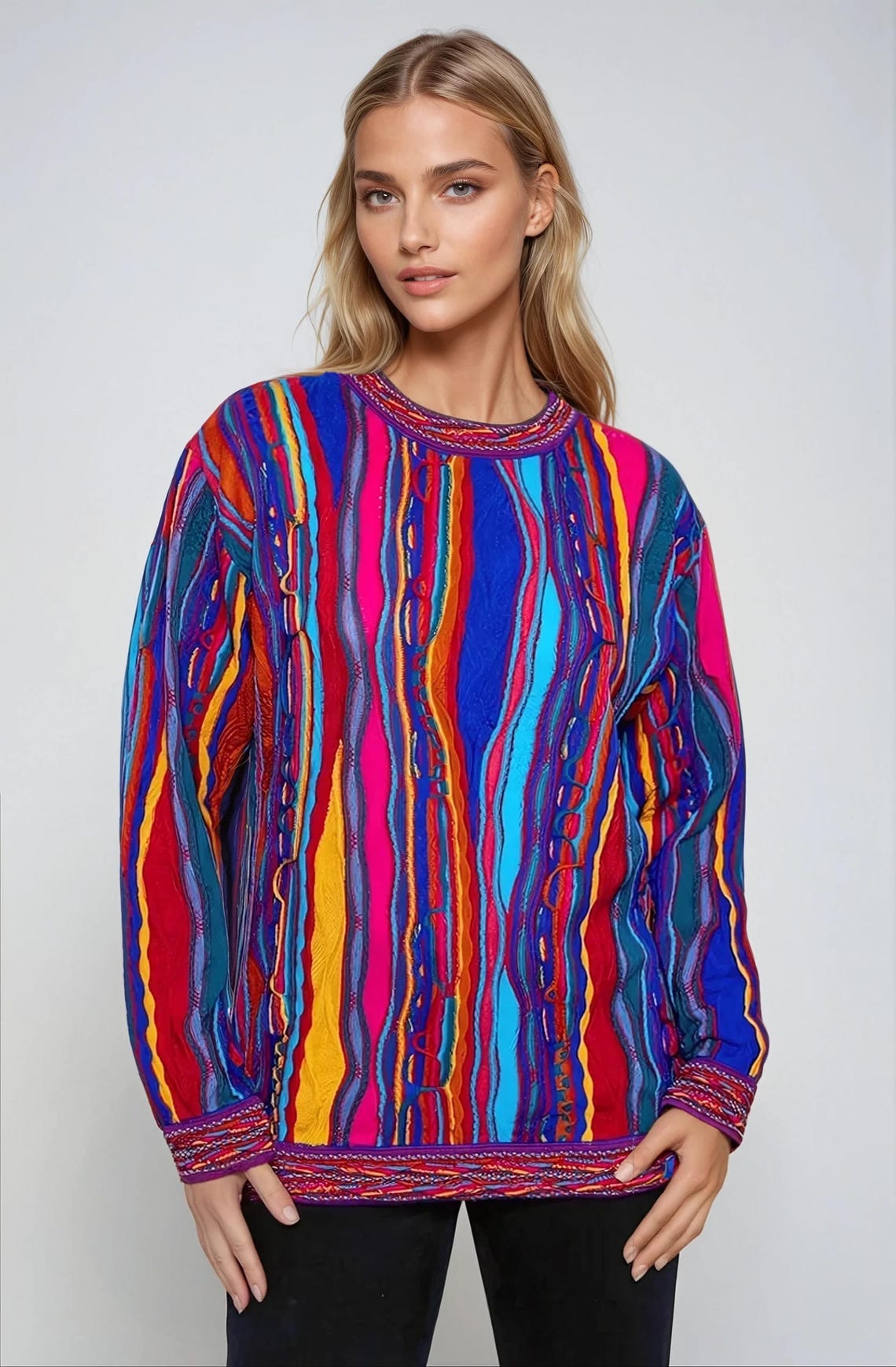 Ocean - Bright Sweater Jumper Merino Wool 3D Geccu Knitwear - Etsy