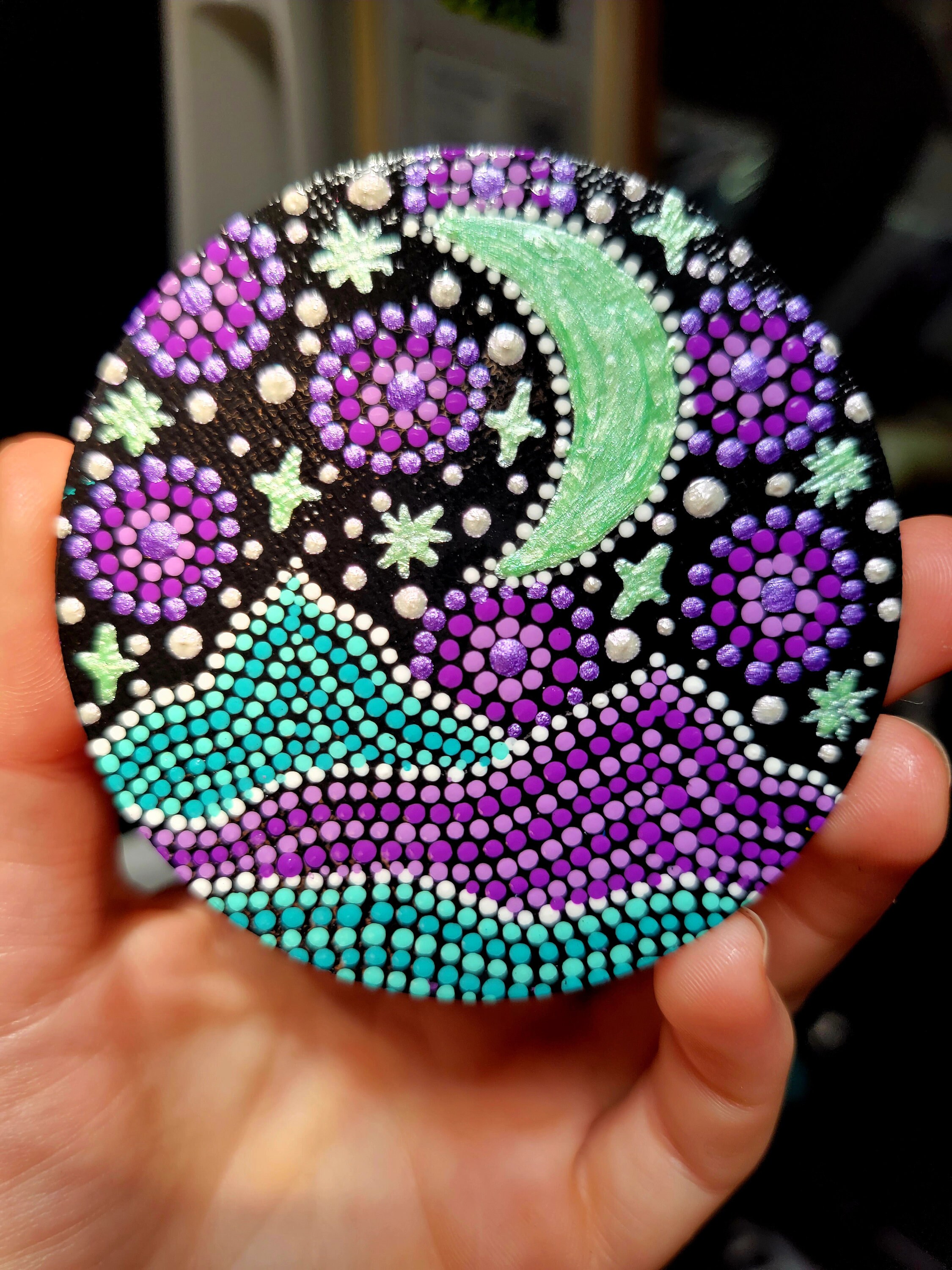 Starry Night Moon Magnet Hand Painted Handmade Unique - Etsy