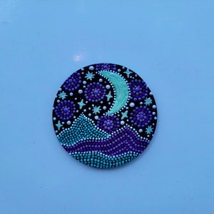 Starry Night Moon Magnet, Hand Painted, Handmade, Unique Painted ...