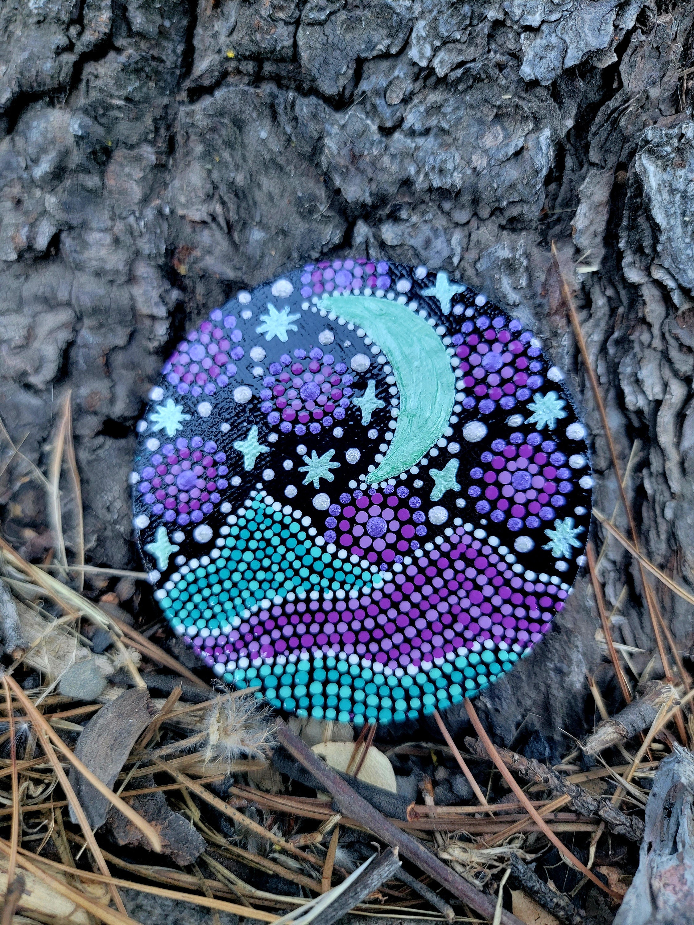 Starry Night Moon Magnet Hand Painted Handmade Unique - Etsy