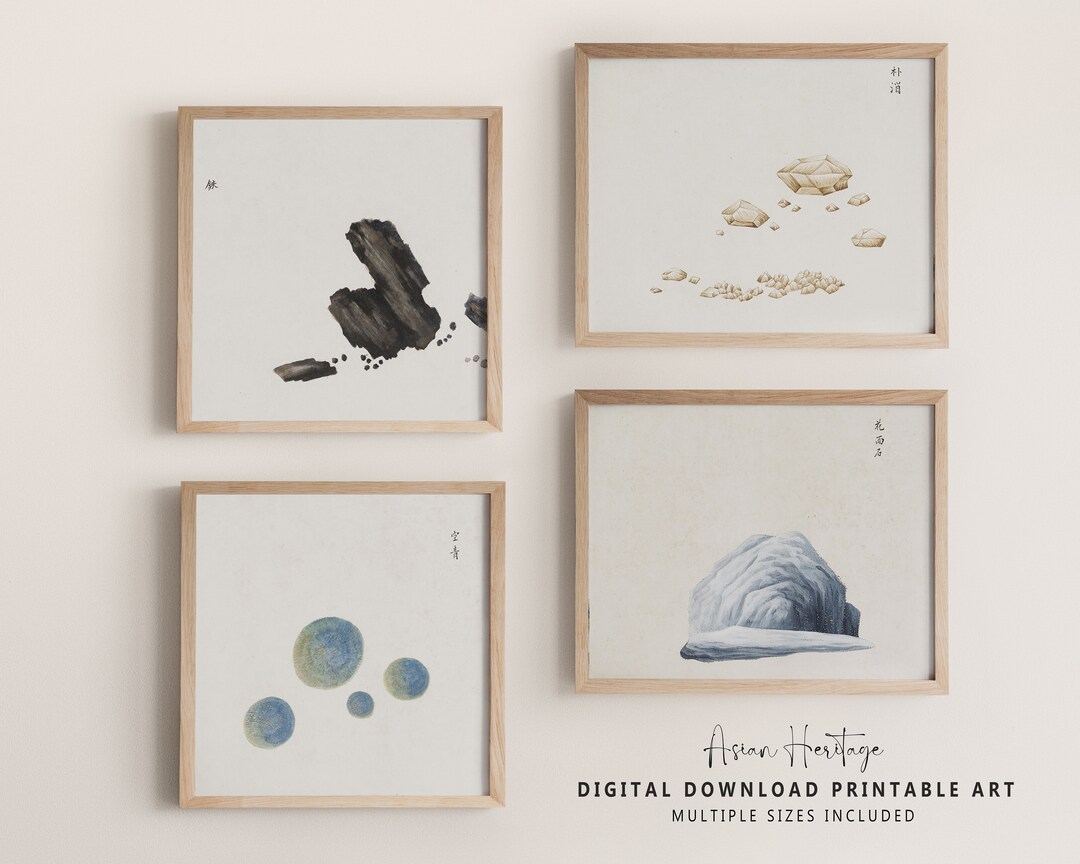 Geology Mineral Stones Gallery Wall Set of 4 Art Prints - Etsy New Zealand