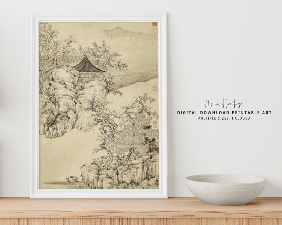 Cottage in the Rocky Mountains Chinese Ancient Wall Art | Moody ...