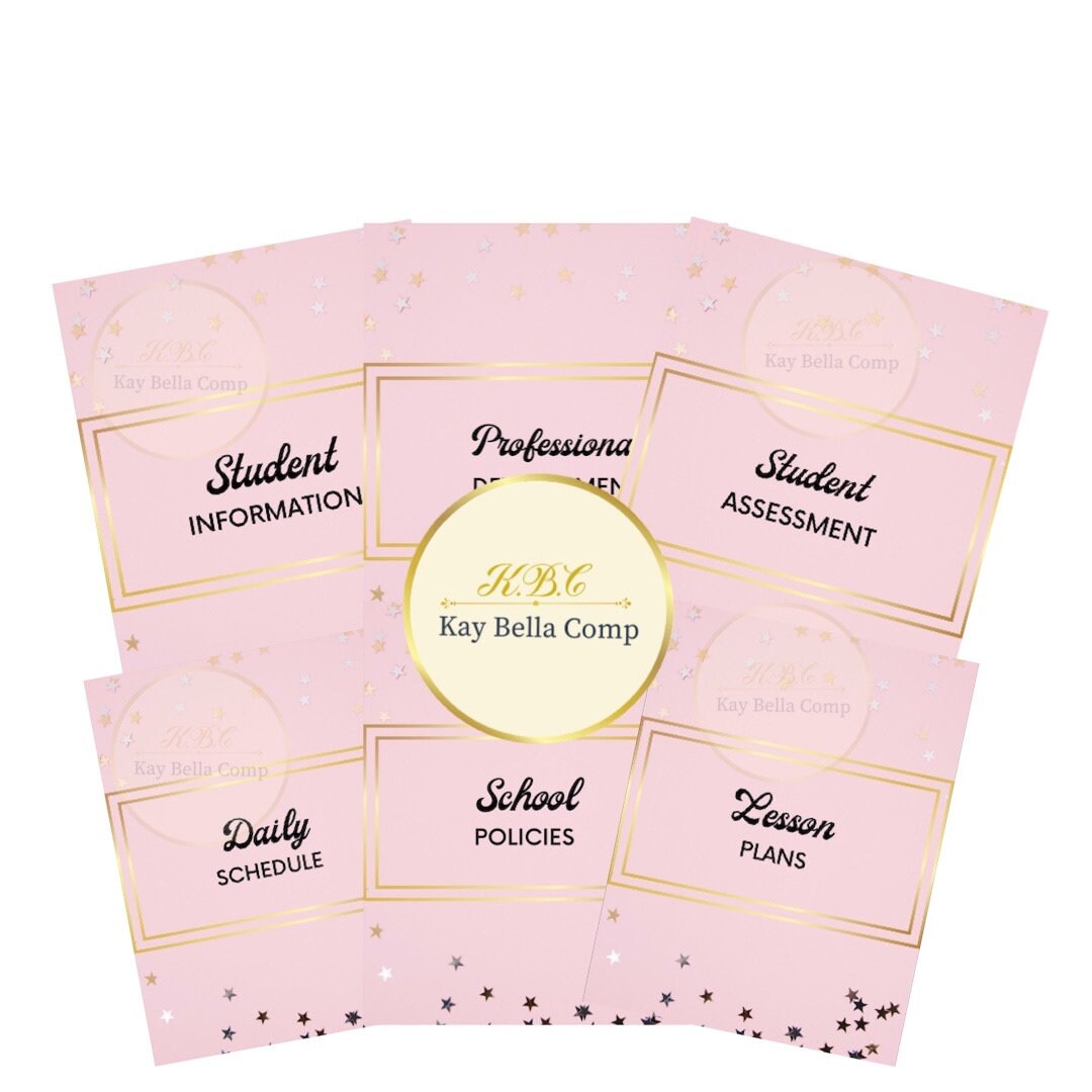 Pink and Gold Teacher Binder Cover/ Pink and Gold Stars Binder/ Digital ...