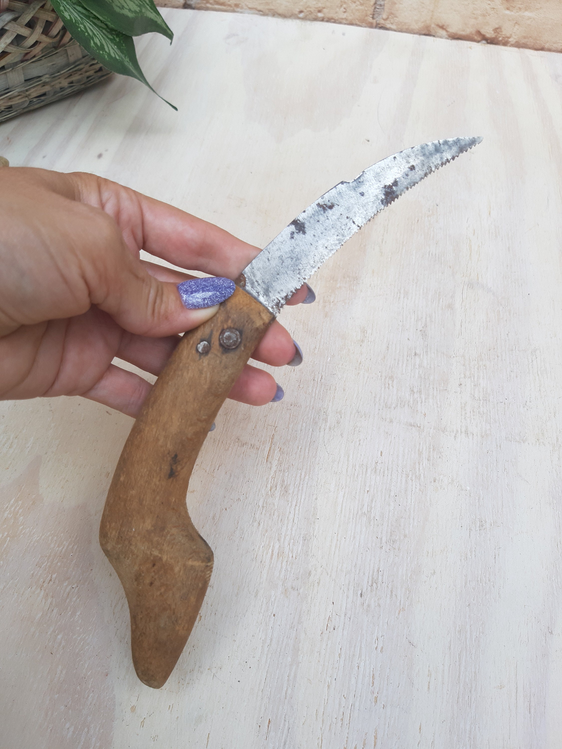 Vintage Folding Sickle, Agricultural Hand Tool, Primitive Saw, Pocket ...